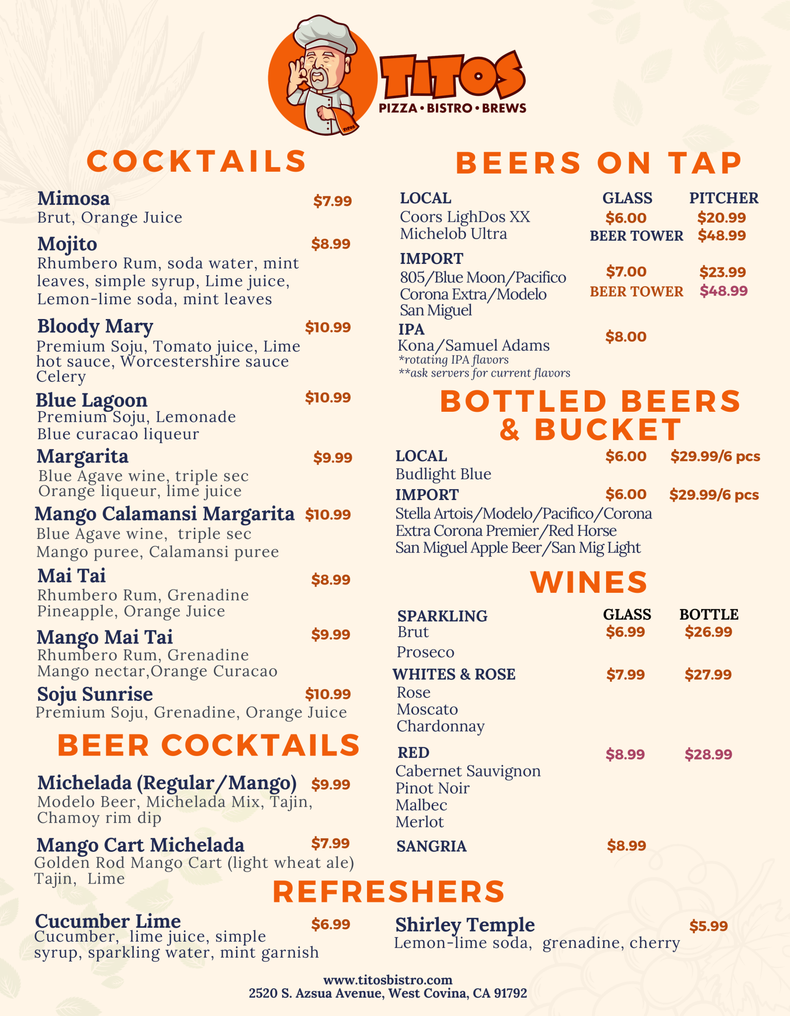 Menu – Titos Bistro